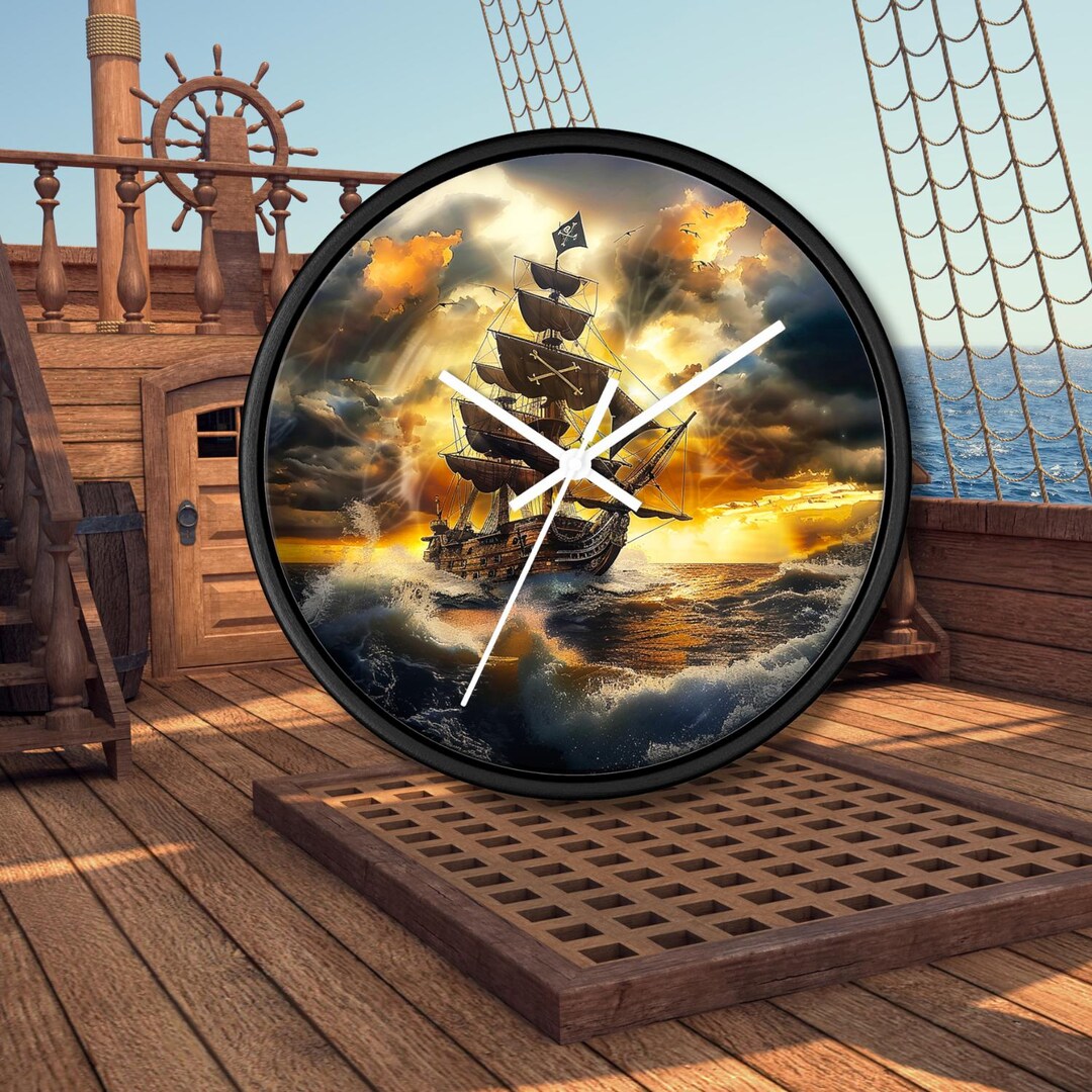 Nautical Pirate Ship Wall Clock - Adventure Decor for Ocean Lovers - Etsy