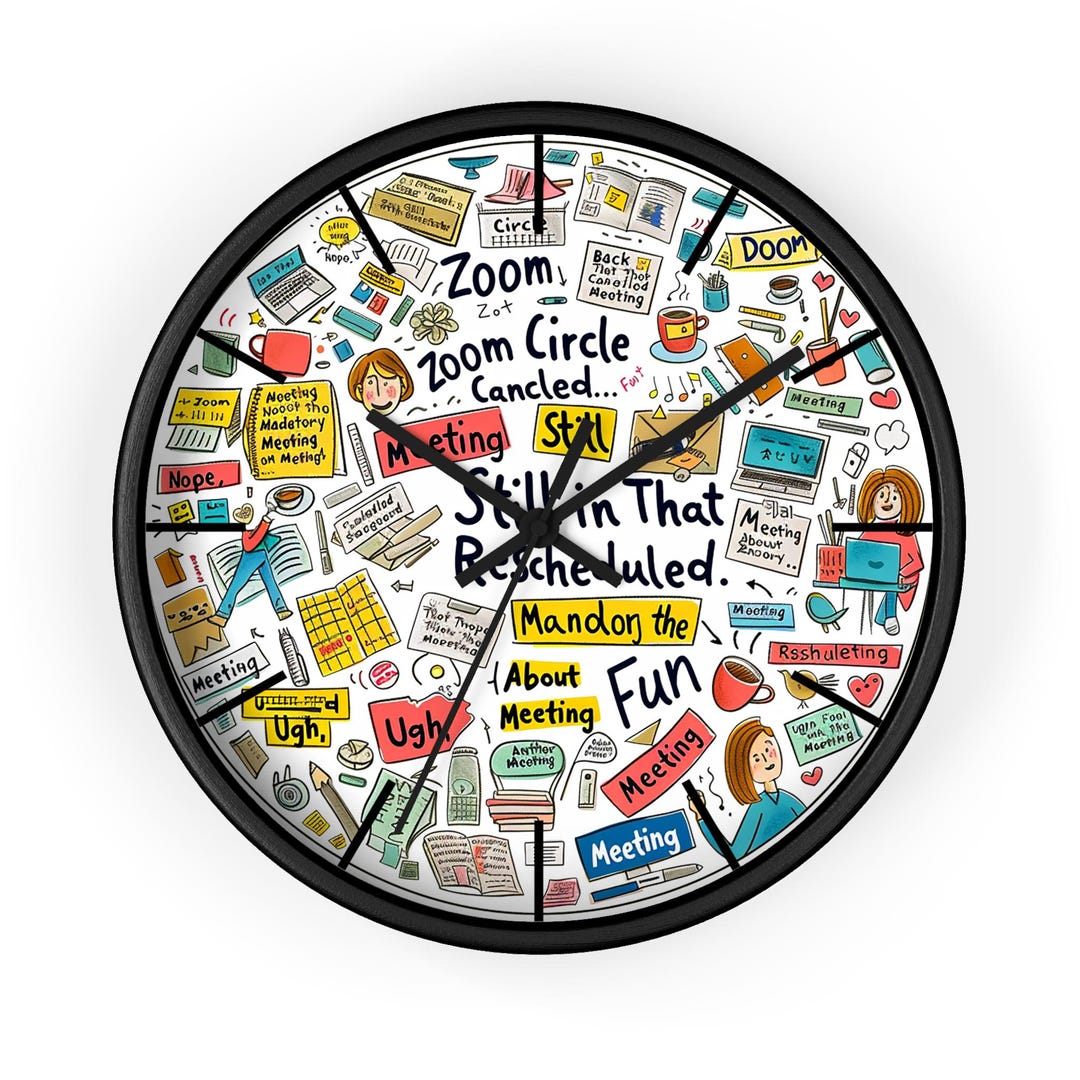 Zoom Meeting Humor Wall Clock, Office Decor, Fun Gift for Remote Work ...