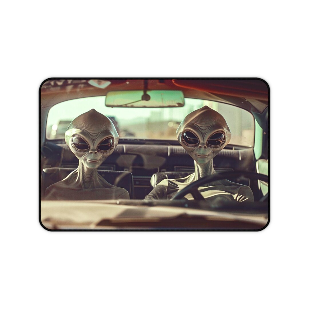 Alien Friends Desk Mat, Geeky Office Décor, Fun Workspace Accessory ...