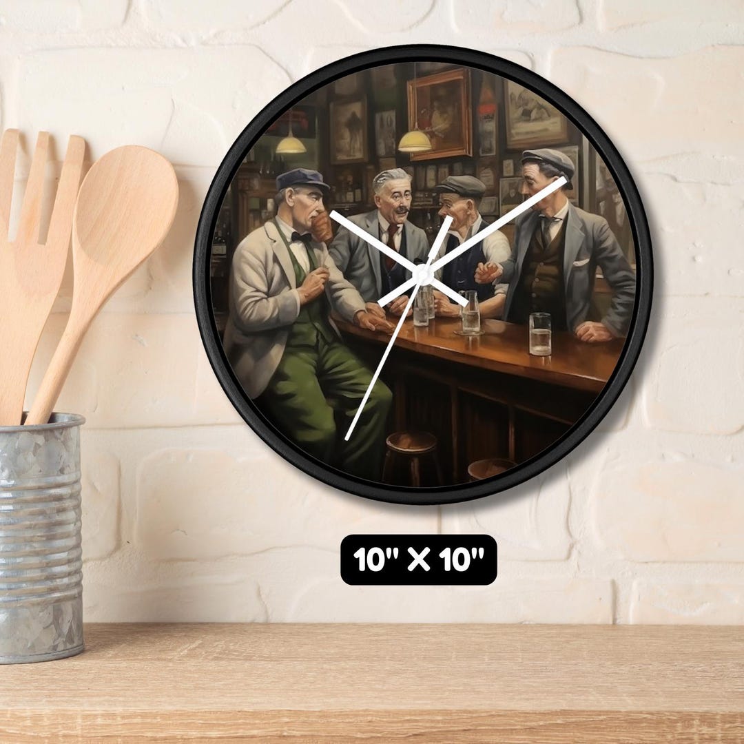 Irish Pub Scene Wall Clock: Vintage Home Bar Decor - Etsy
