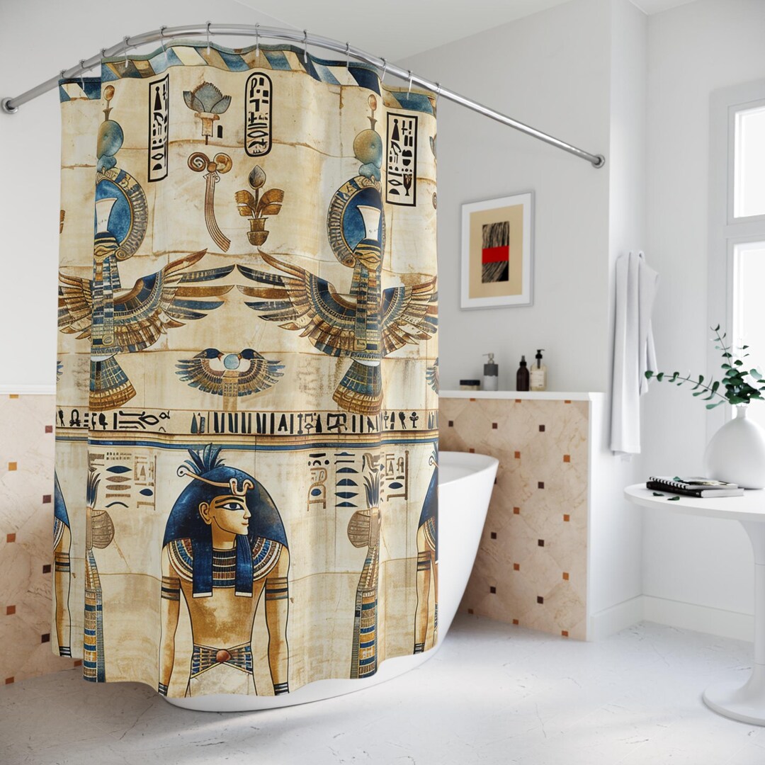Ancient Egyptian Hieroglyphs Shower Curtain | Pharaoh Wall Motif - Etsy ...
