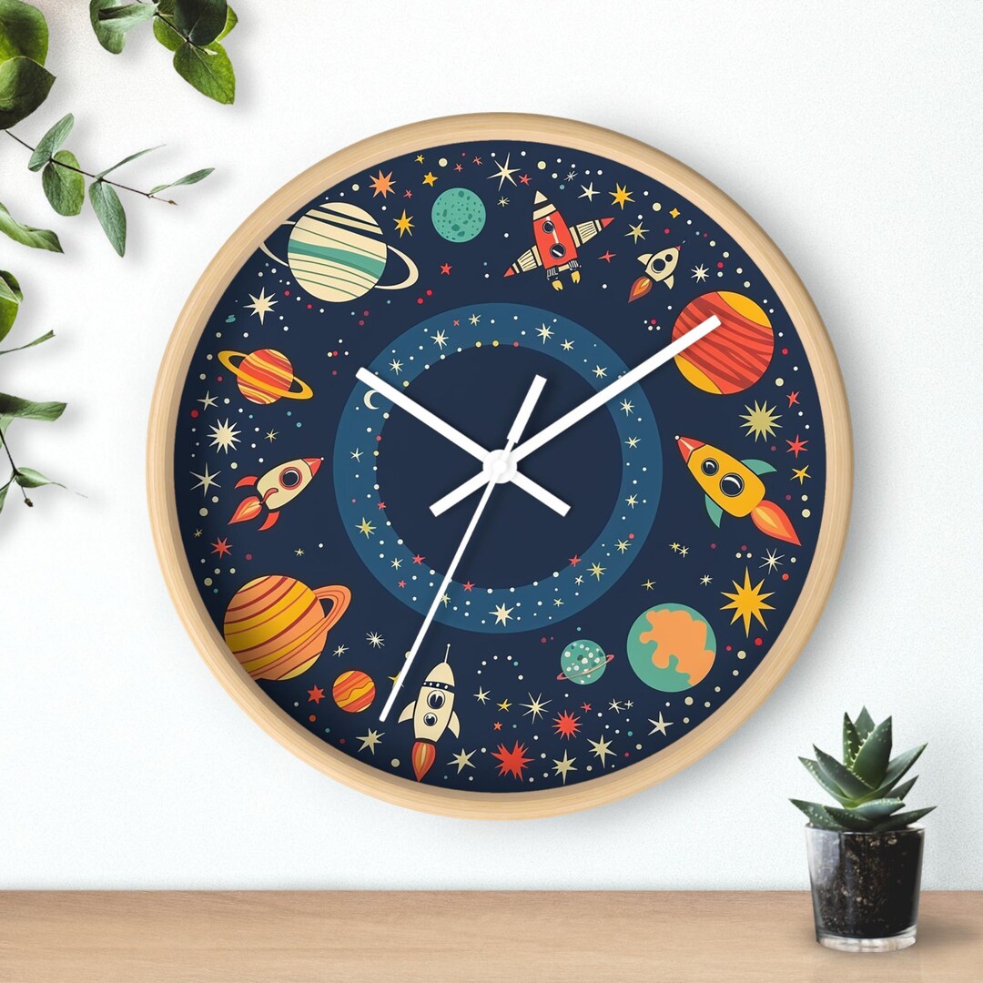 Galactic Adventures Wall Clock - Space Decor, Starry Room Decor ...