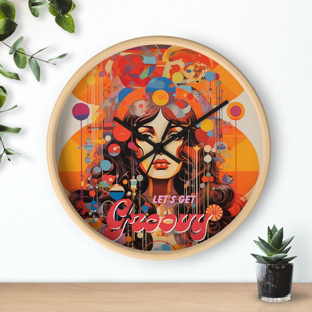 Retro Groovy Wall Clock: Vibrant Colors, Silent Mechanism - Etsy