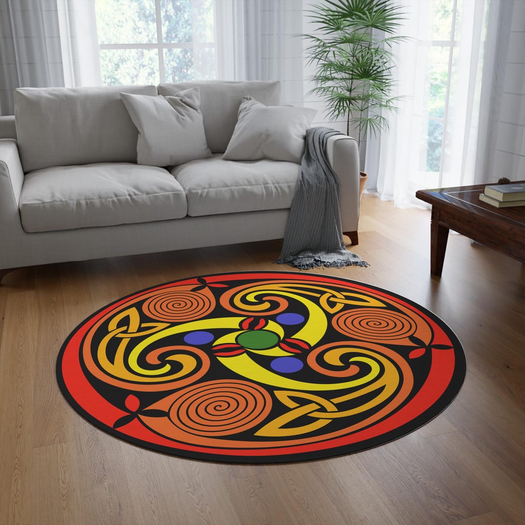 The Irish Celtic Knot Round Rug, Vibrant Home Decor, Festival ...