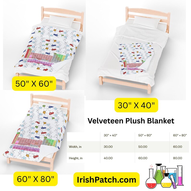 Periodic Table Plush Blanket | Chemistry DNA Molecule Pattern Velveteen ...