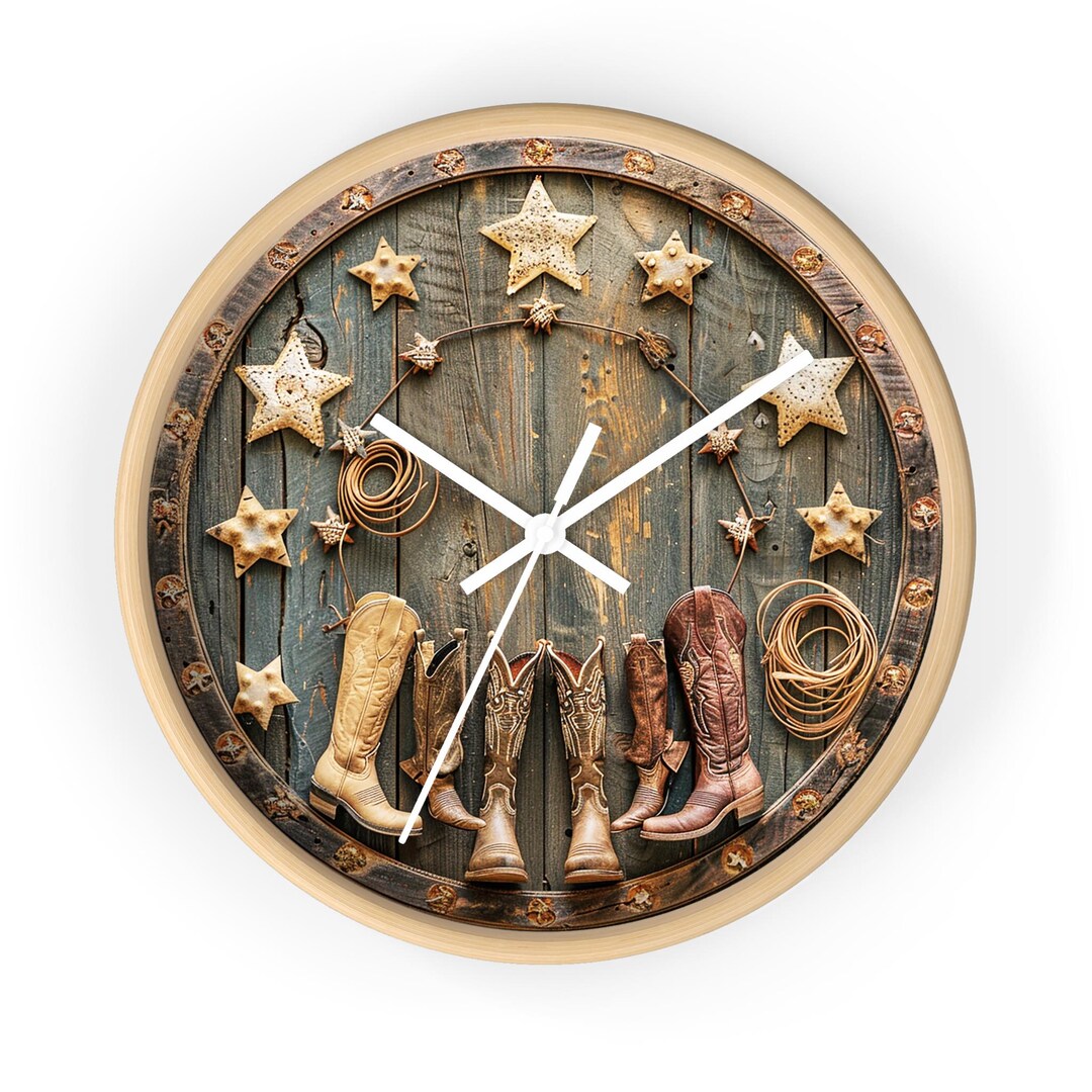 Rustic Cowboy Wall Clock, Western Decor for Country Home, Cowboy Gifts ...