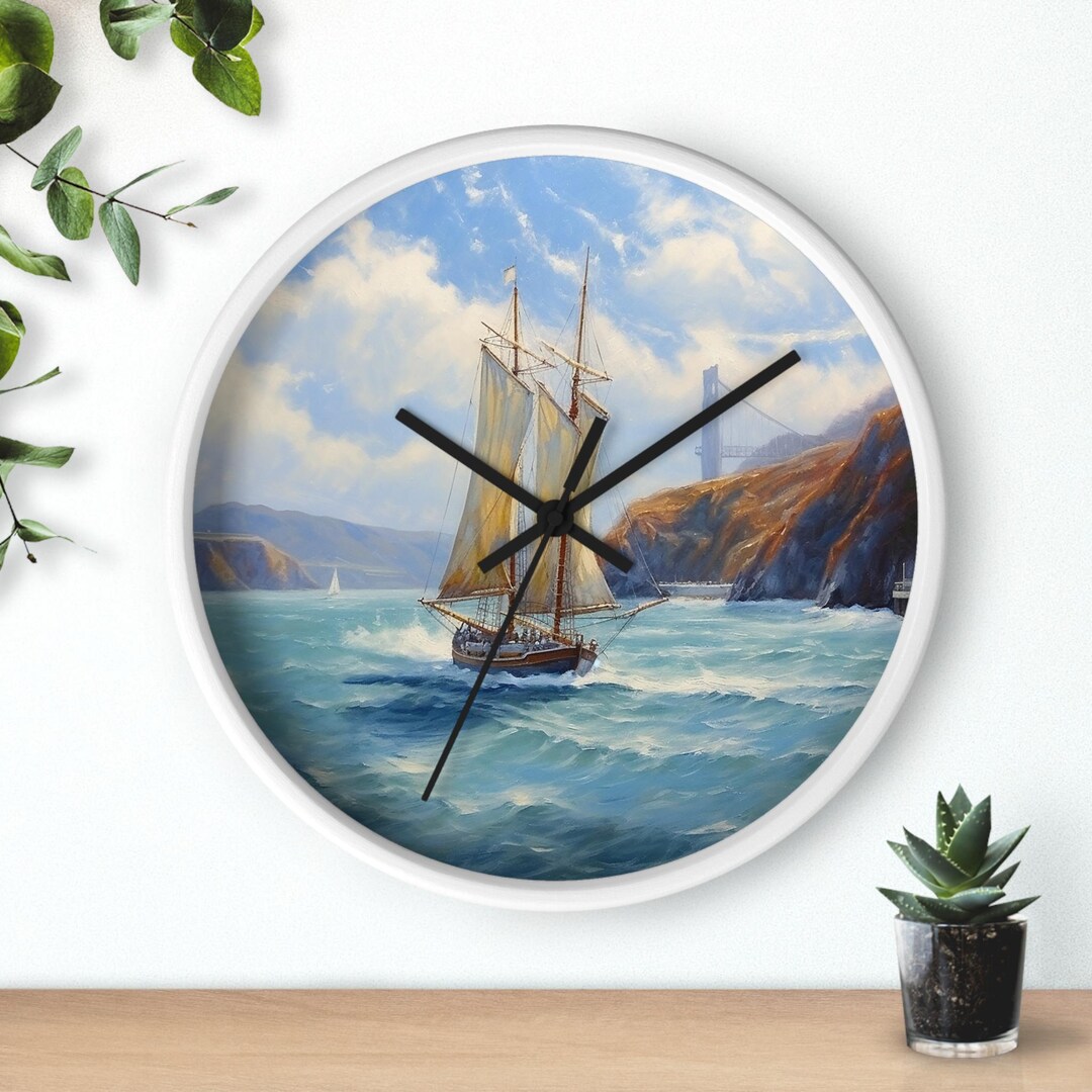 The Irish Coast, Nautical Sailing Ship Wall Clock: Coastal Beach House ...