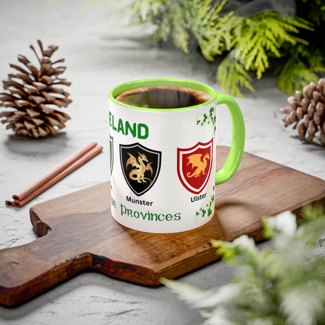 Colorful Ireland Mugs - Four Provinces Design, Celtic Gift, St. Patrick ...