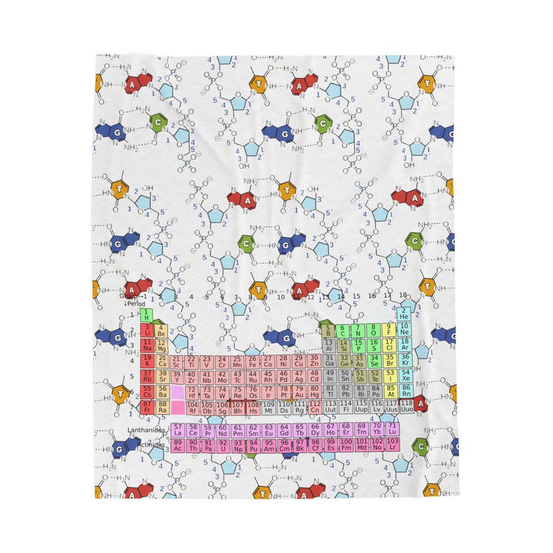 Periodic Table Plush Blanket | Chemistry DNA Molecule Pattern Velveteen ...