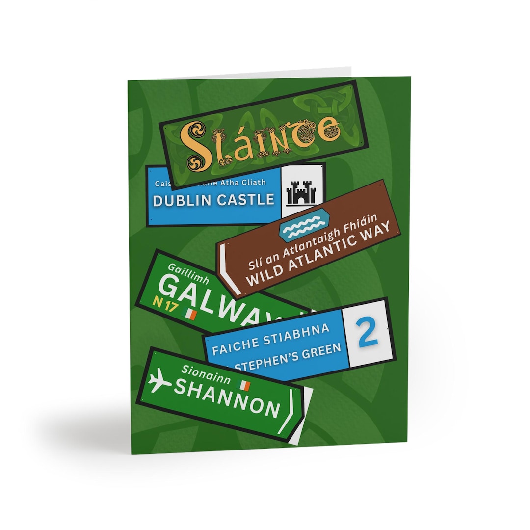 Irish Road Sign Greeting Card Set: Sláinte Design, Celebration ...