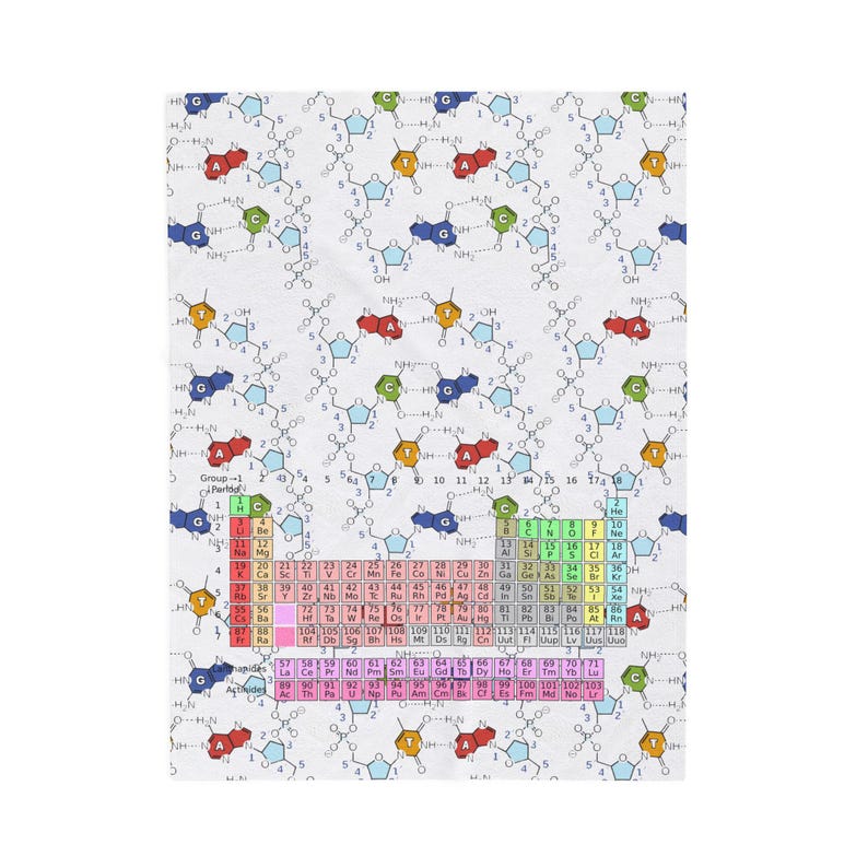 Periodic Table Plush Blanket | Chemistry DNA Molecule Pattern Velveteen ...