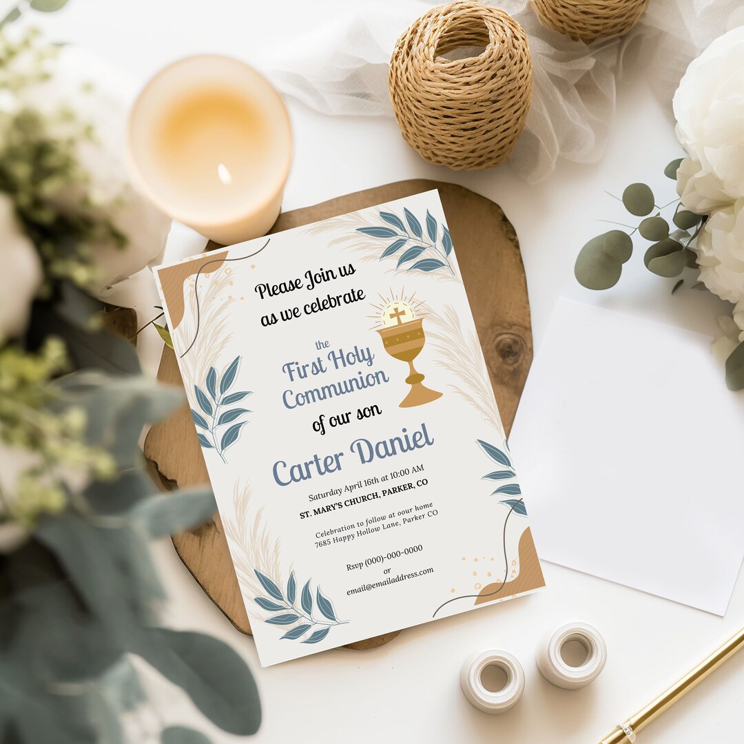 First Holy Communion Invitation Personalized, Communion Invite, Custom ...
