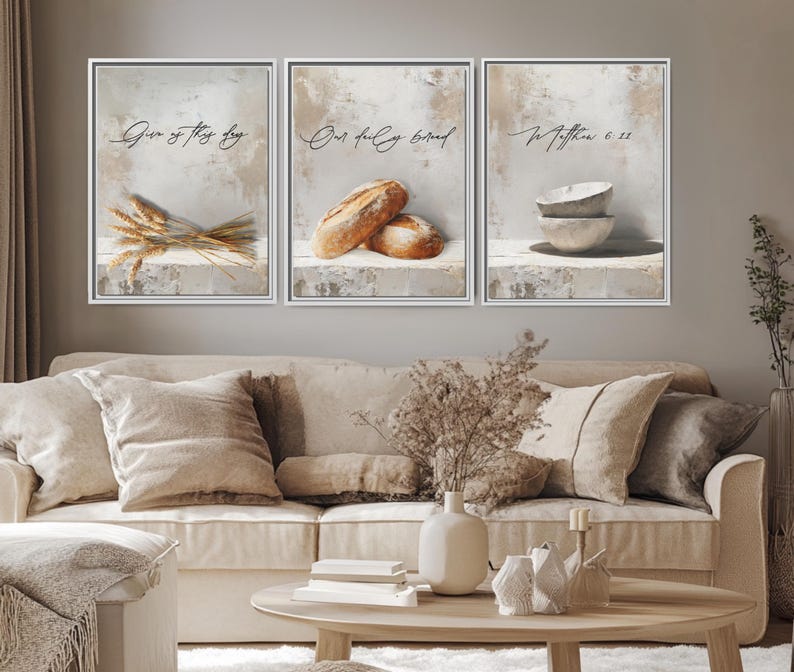 Printable Daily Bread 3 Piece Wall Art Set - Kitchen Decor, Religious ...
