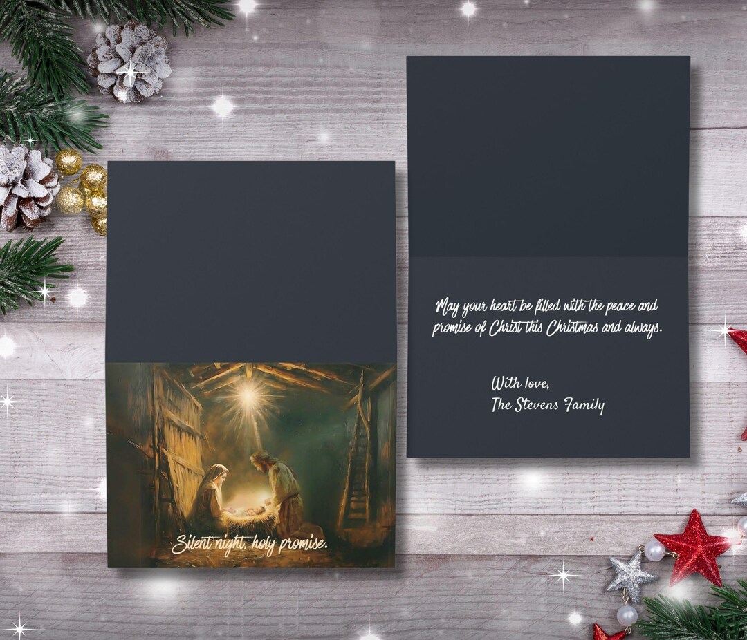 Personalized Nativity Scene Christmas Card Set, Faith-based Holiday ...