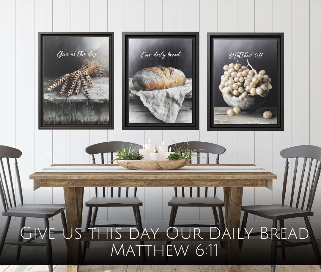 Christian Wall Art Set | Give Us This Day Our Daily Bread Scripture ...