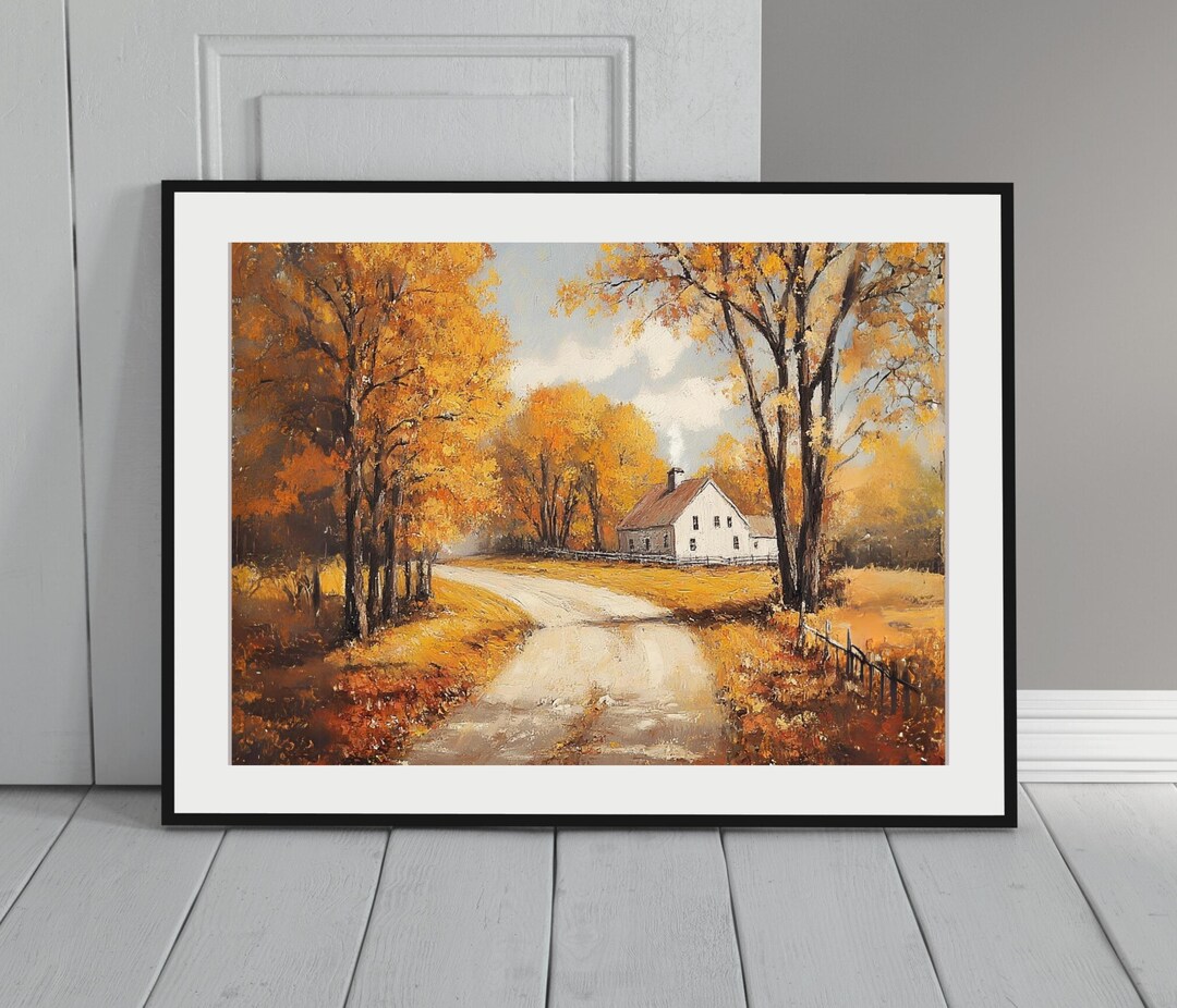 Autumn Farmhouse Fine Art Framed Print, Fine Art Fall Landscape ...