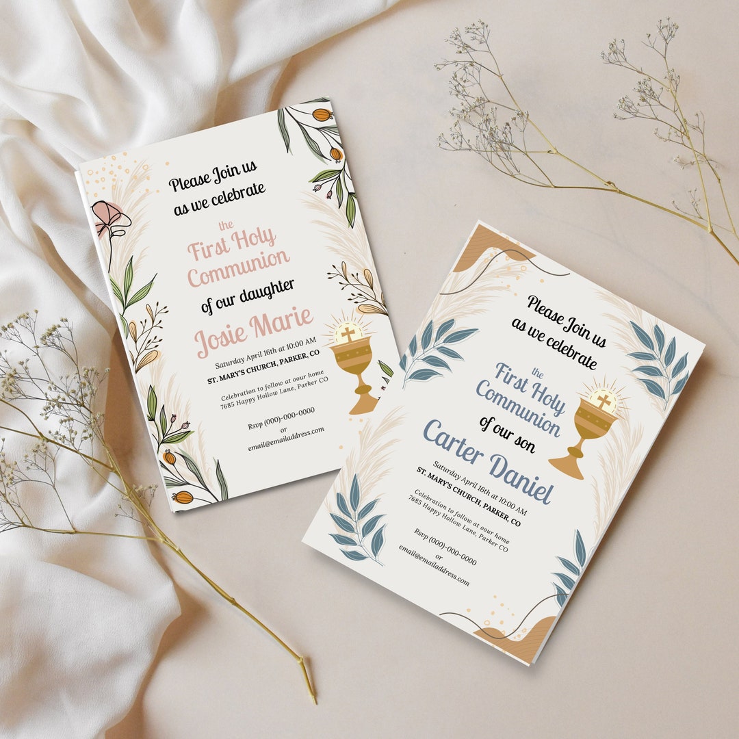 First Holy Communion Invitation Personalized, Communion Invite, Custom ...