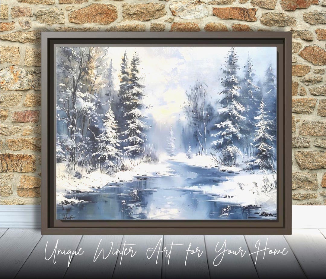 Winter Landscape Wall Art, Snowy Forest Print on Canvas, Cozy Rustic ...