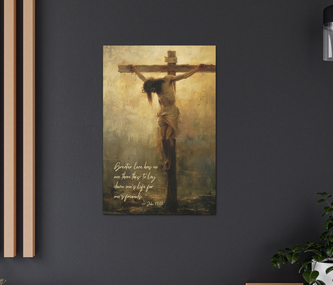 Jesus on the Cross Christian Oil Painting Print - Crucified Christ ...