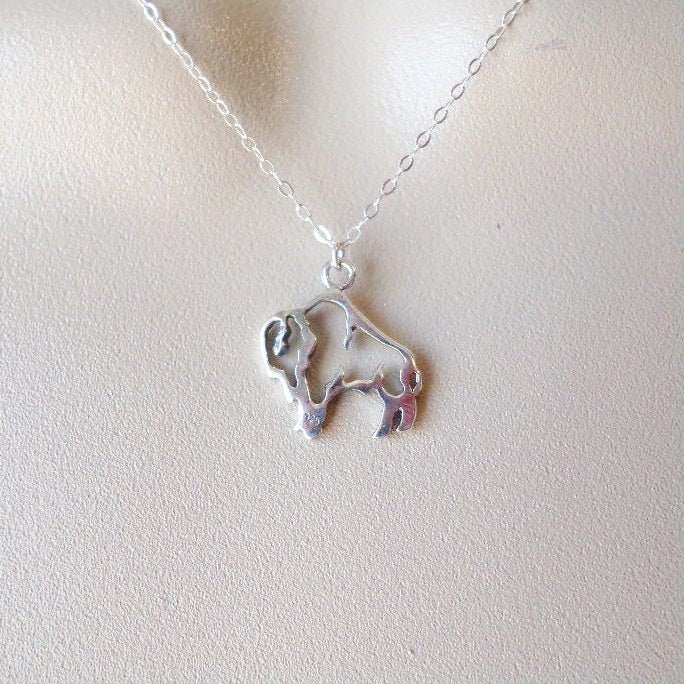 Bison Necklace, Buffalo Necklace, Sterling Silver Necklace, Layering ...