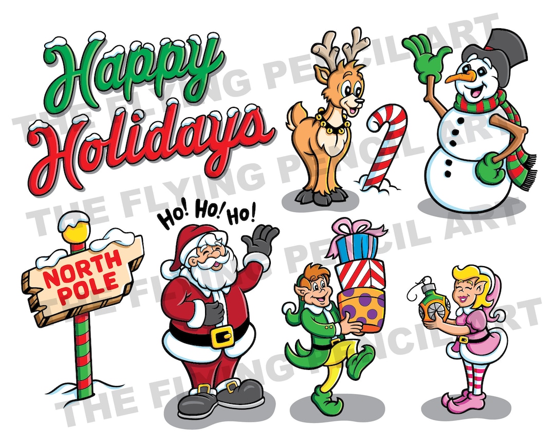 Holiday Cartoon Vector Clipart (royalty-free) - Etsy