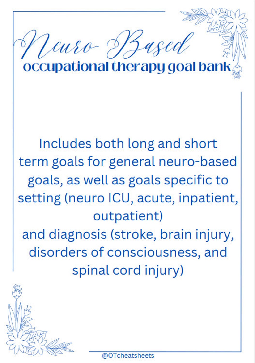 Occupational Therapy Neuro Goal Bank - Etsy