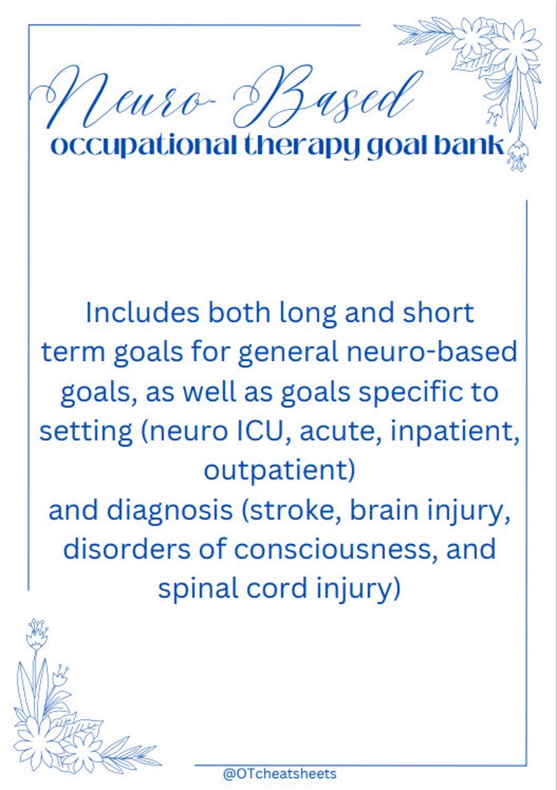 Occupational Therapy Neuro Goal Bank - Etsy