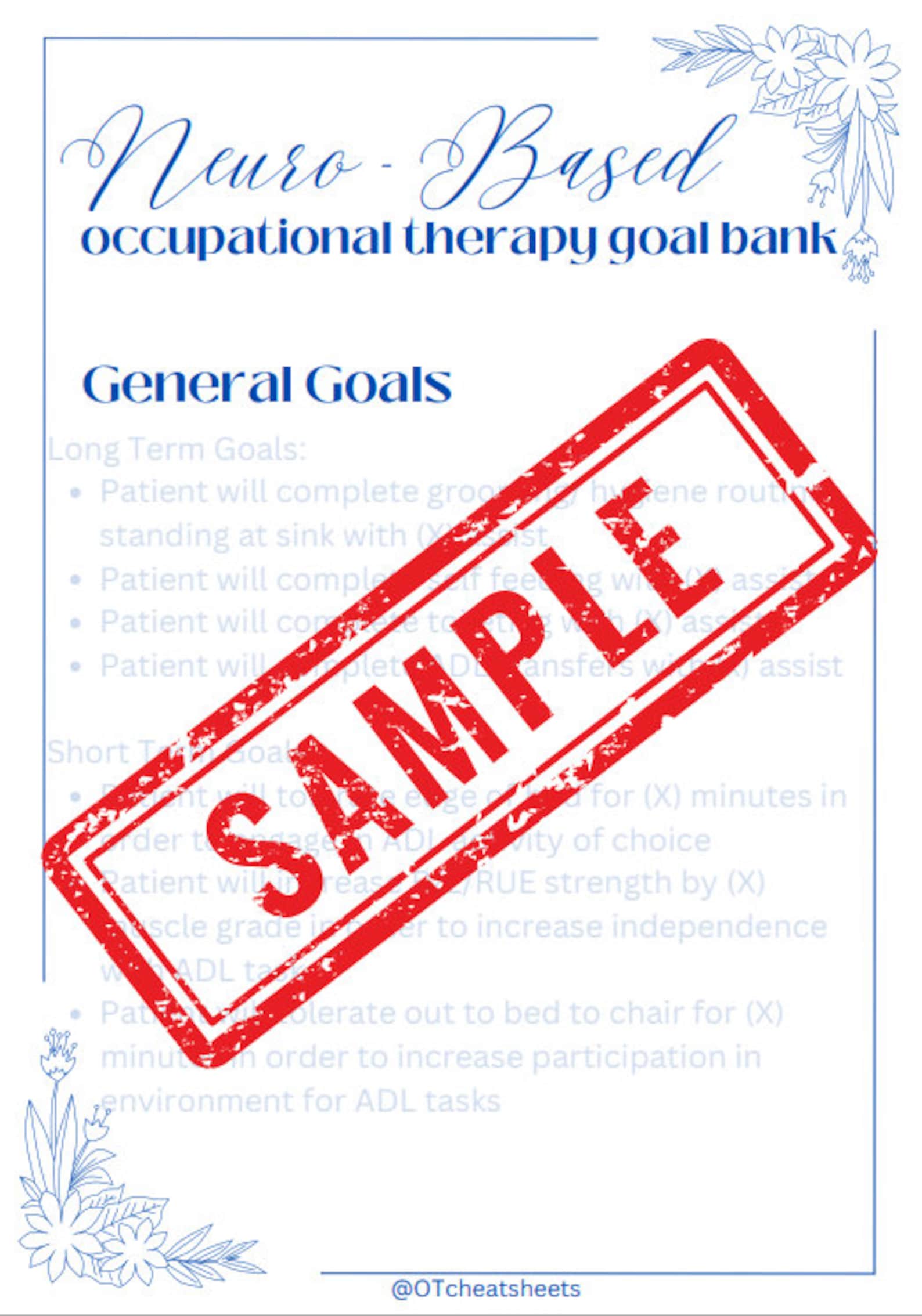 Occupational Therapy Neuro Goal Bank - Etsy
