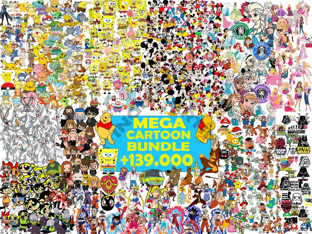 139.000 Mega Cartoon Svg Bundle, Cartoon Mega Png, Silhouette, Cricut ...