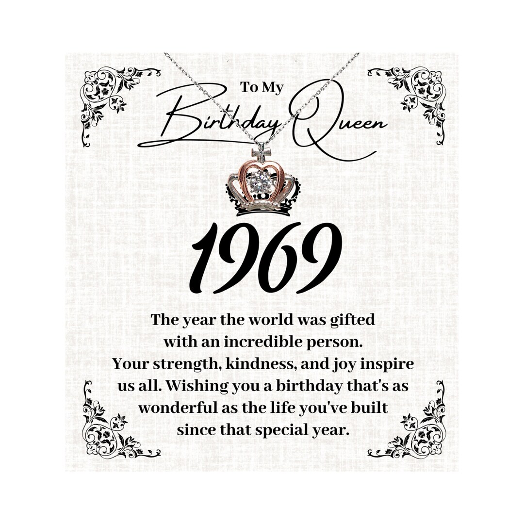 Birthday Queen 1969 Card With Crown Pendant Necklace, 55th Birthday ...
