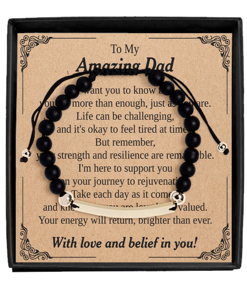 Encouragement Message Card for Dad Card With Beaded Bracelet - Etsy