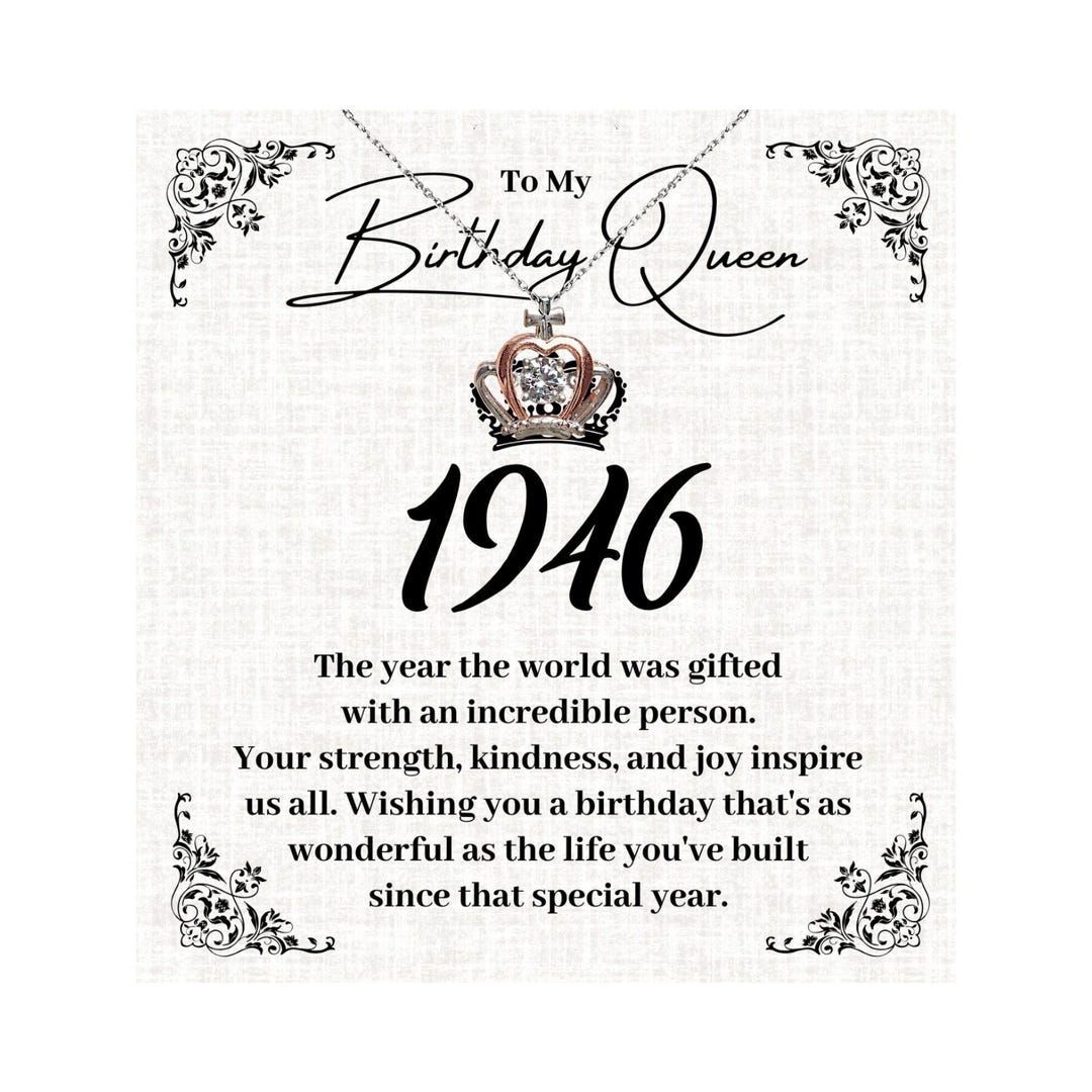 Birthday Queen 1946 Card With Crown Pendant Necklace, 78th Birthday ...