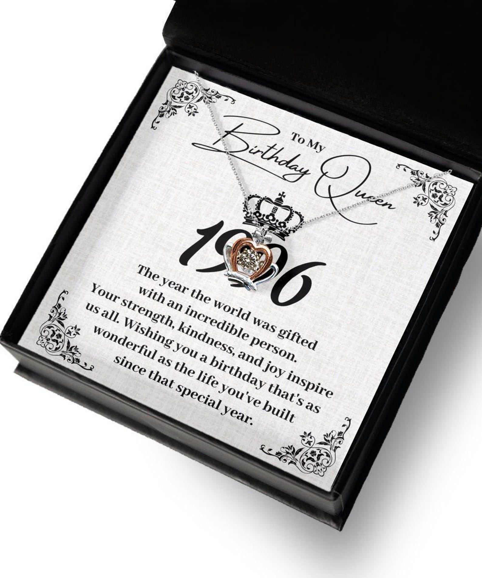 Birthday Queen 1996 Card With Crown Pendant Necklace, 28th Birthday ...