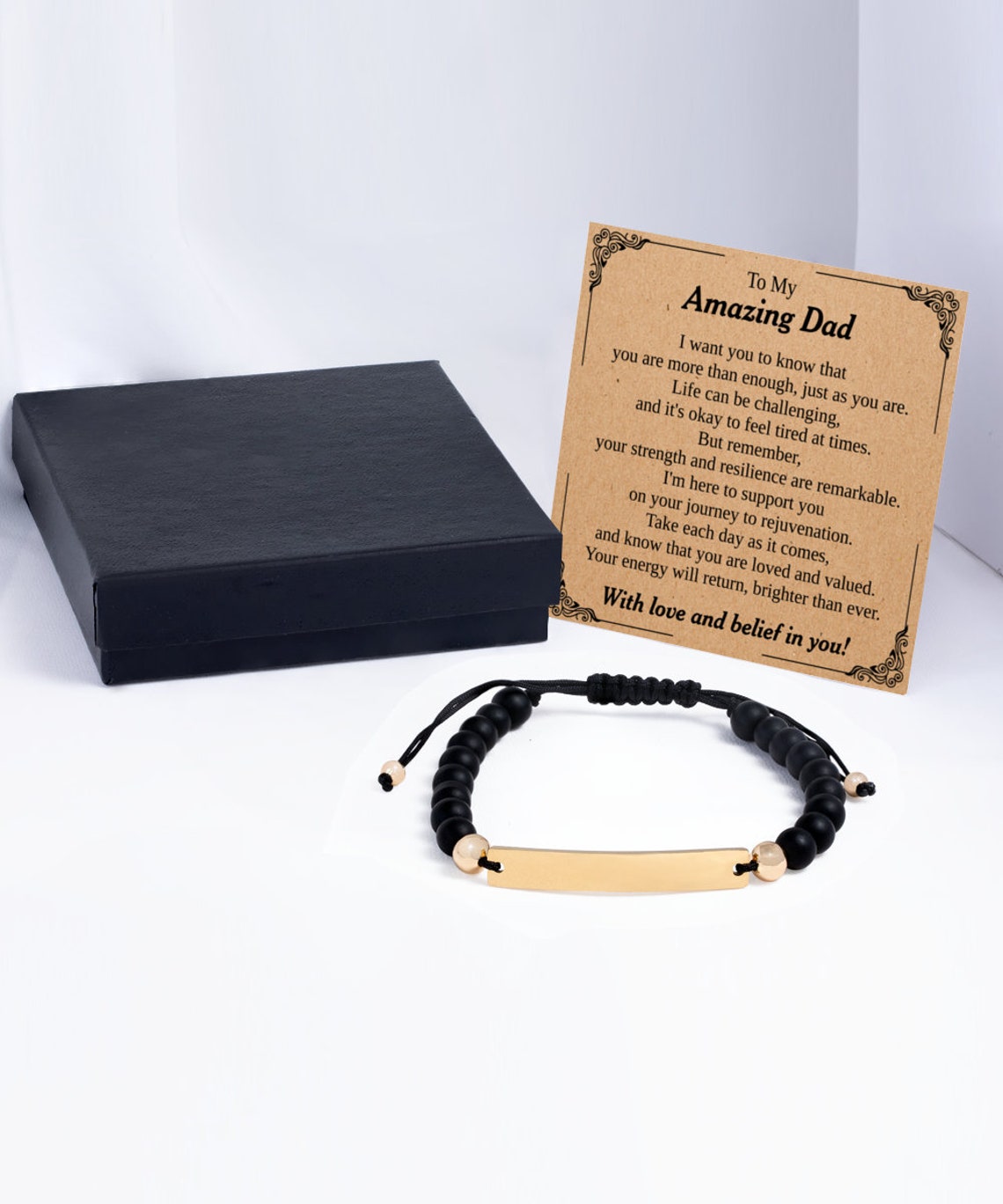 Encouragement Message Card for Dad Card With Beaded Bracelet - Etsy