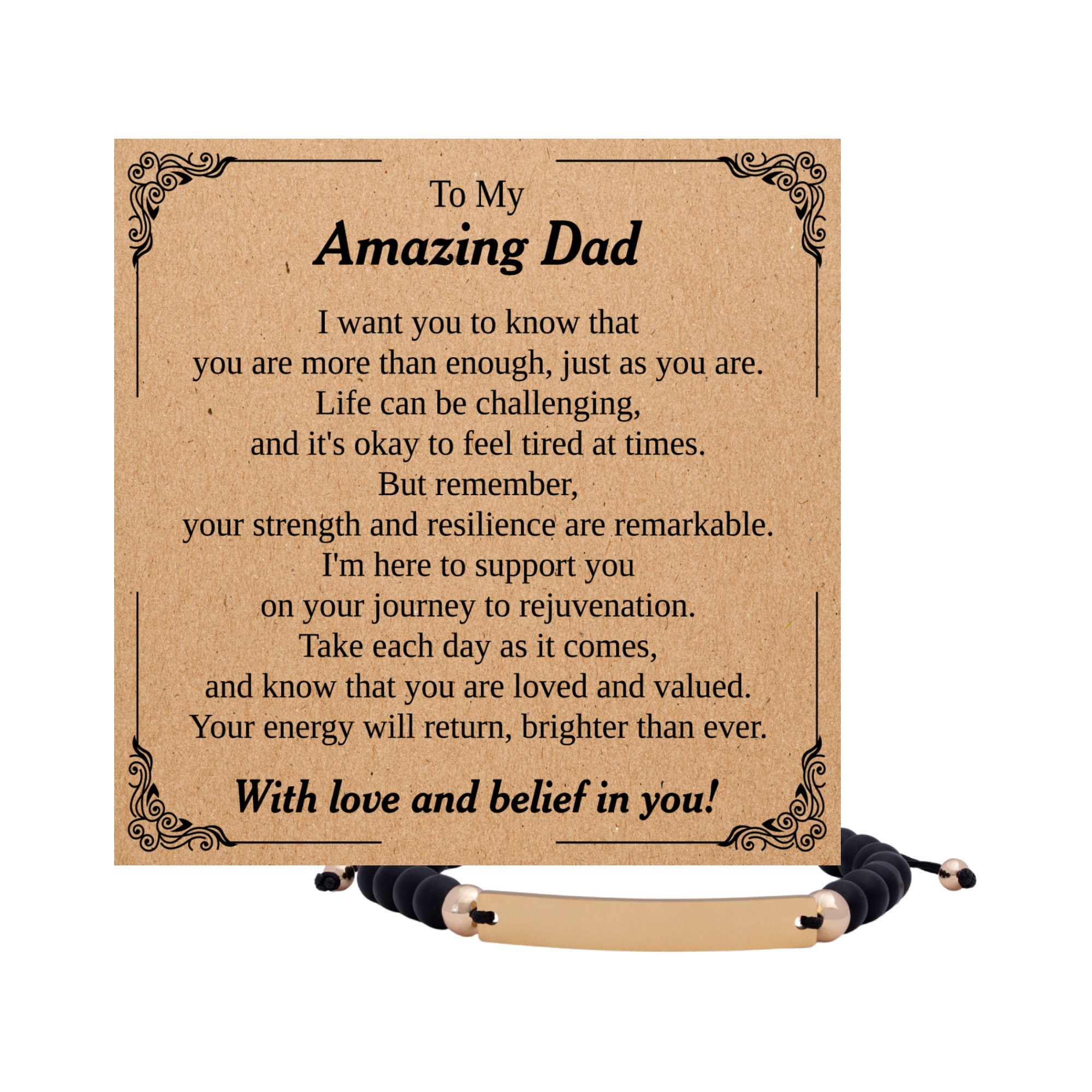 Encouragement Message Card for Dad Card With Beaded Bracelet - Etsy