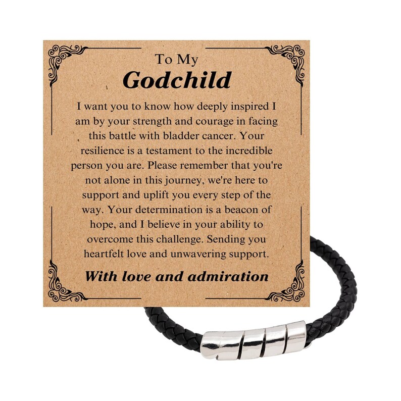 Encouragement Message Card for Godchild With Men Bracelet, Bladder ...