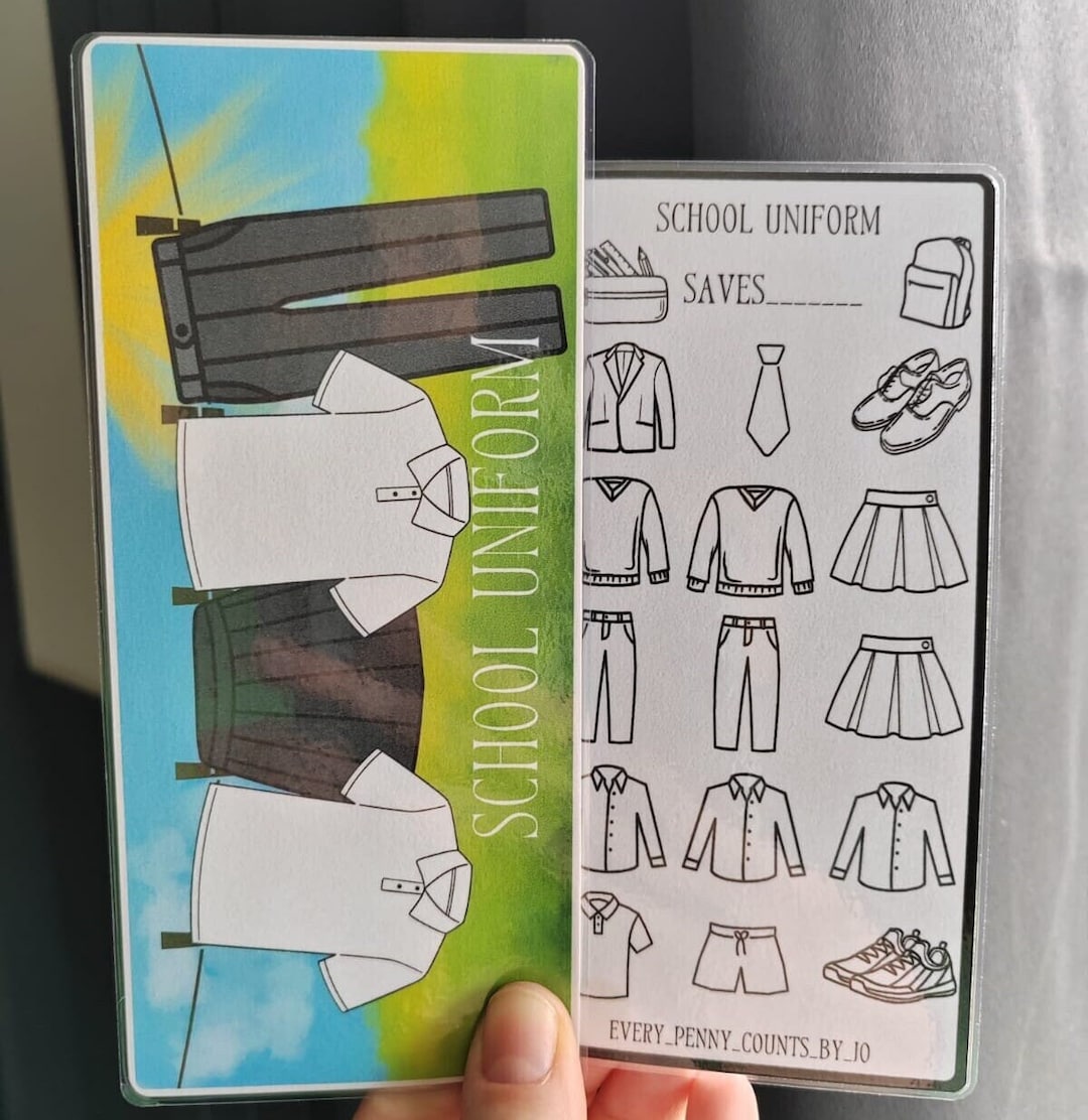 School Uniform Challenge Laminated Cash Wallet Tracker Budgeting Cash ...