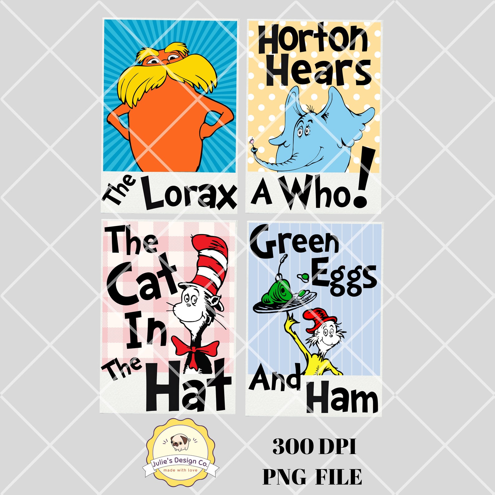 Dr Seuss Lorax, Sam I Am, Cat in the Hat, Horton Hears a Who PNG ...