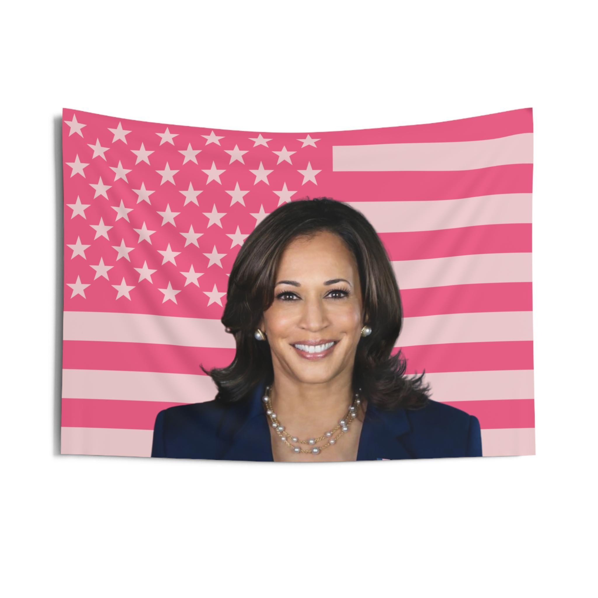 Kamala Harris Pink American Flag Tapestry, Aesthetic Room Decor, Funny ...