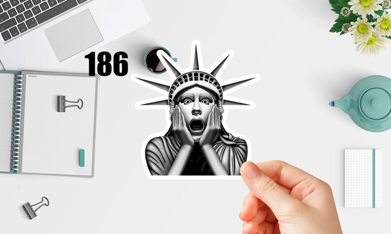 Statue of Liberty Shocked Sticker Laminate (186) – Funny USA Decal for ...