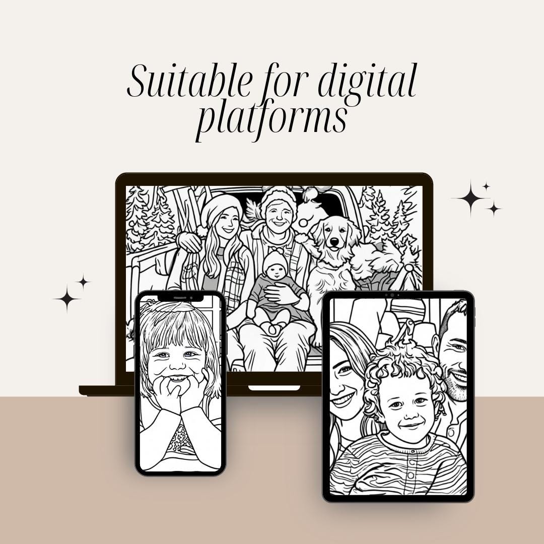 Personalized Custom Coloring Pages From Photo Holiday Sketch for Kids ...