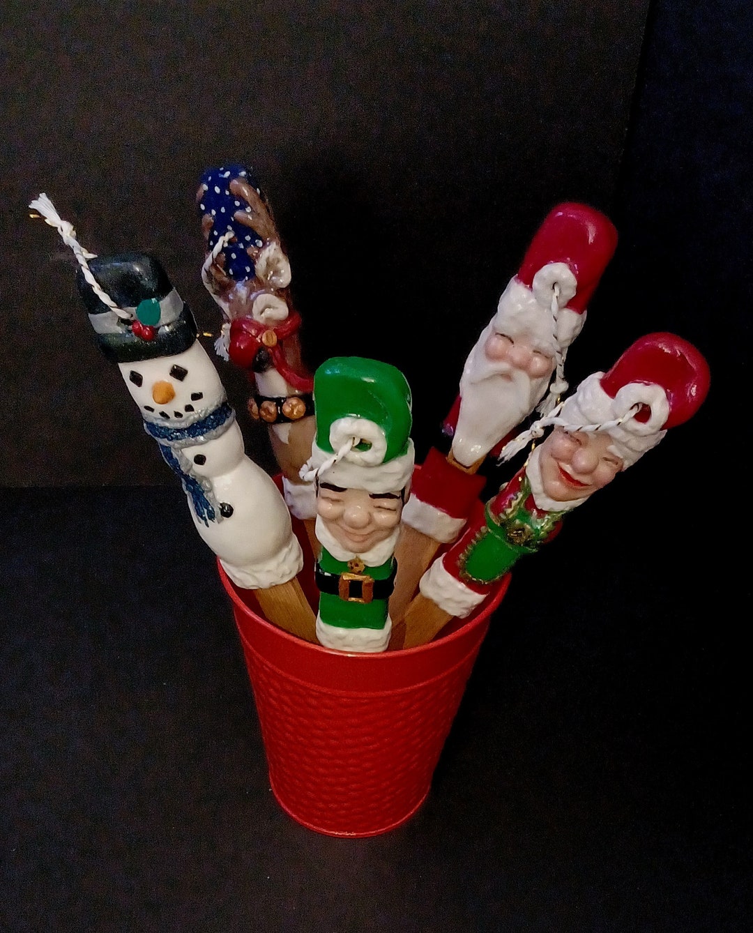 Holiday Character Wooden Spoons Handmade Santa, Mrs. Claus, Elf ...