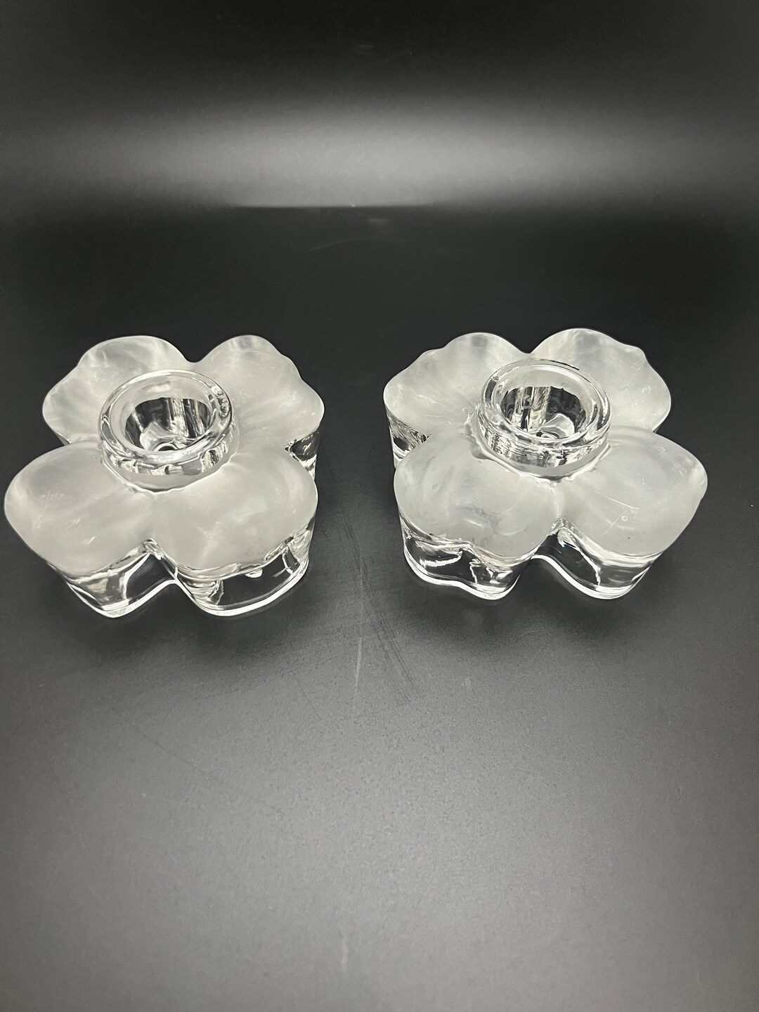 Colony Glass Flower Candlestick Holders (2) - Etsy
