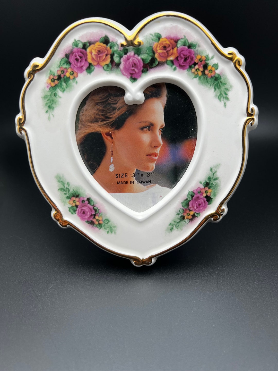 Heart Shaped Floral Frame With Gold Trim - Etsy