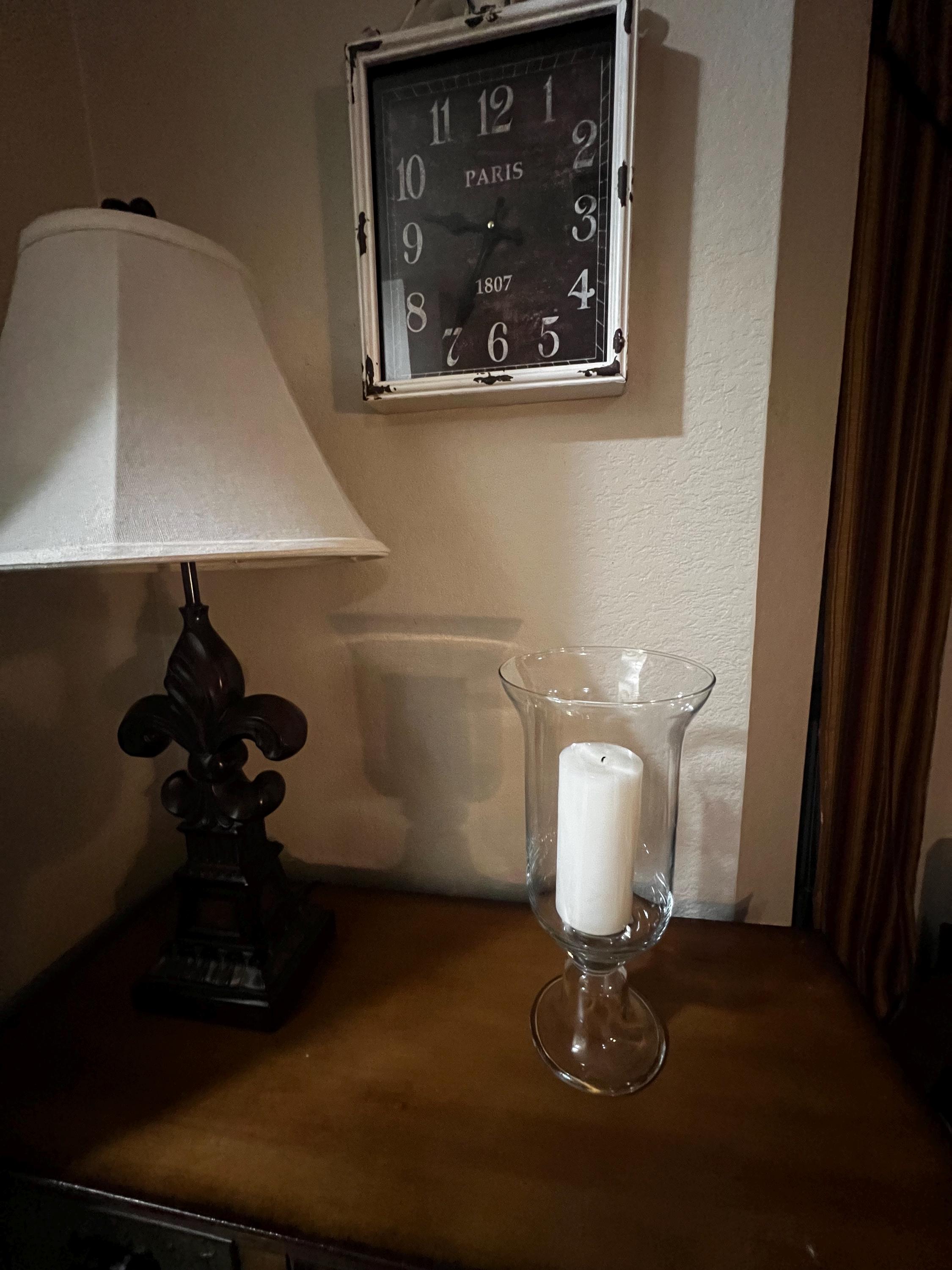 Large Glass Hurricane Candle Lamp 14 Tall - Etsy