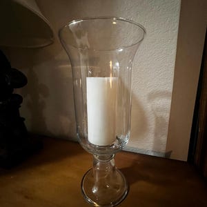 Large Glass Hurricane Candle Lamp 14 Tall - Etsy