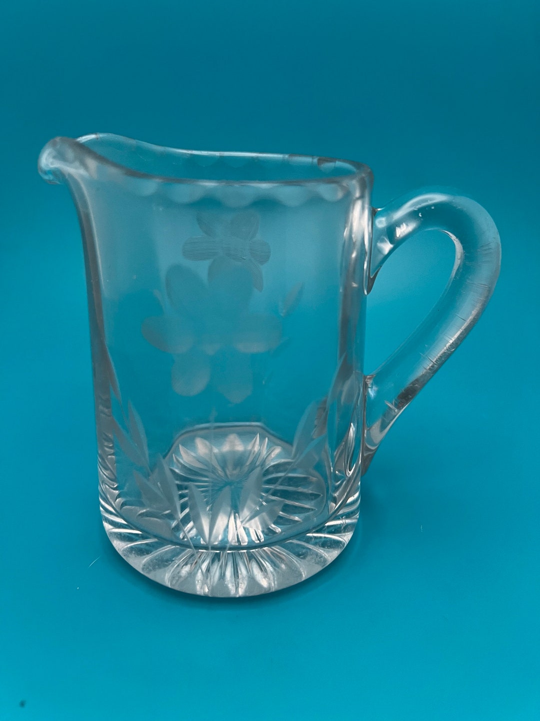Crystal Creamer With Etched Flowers - Etsy