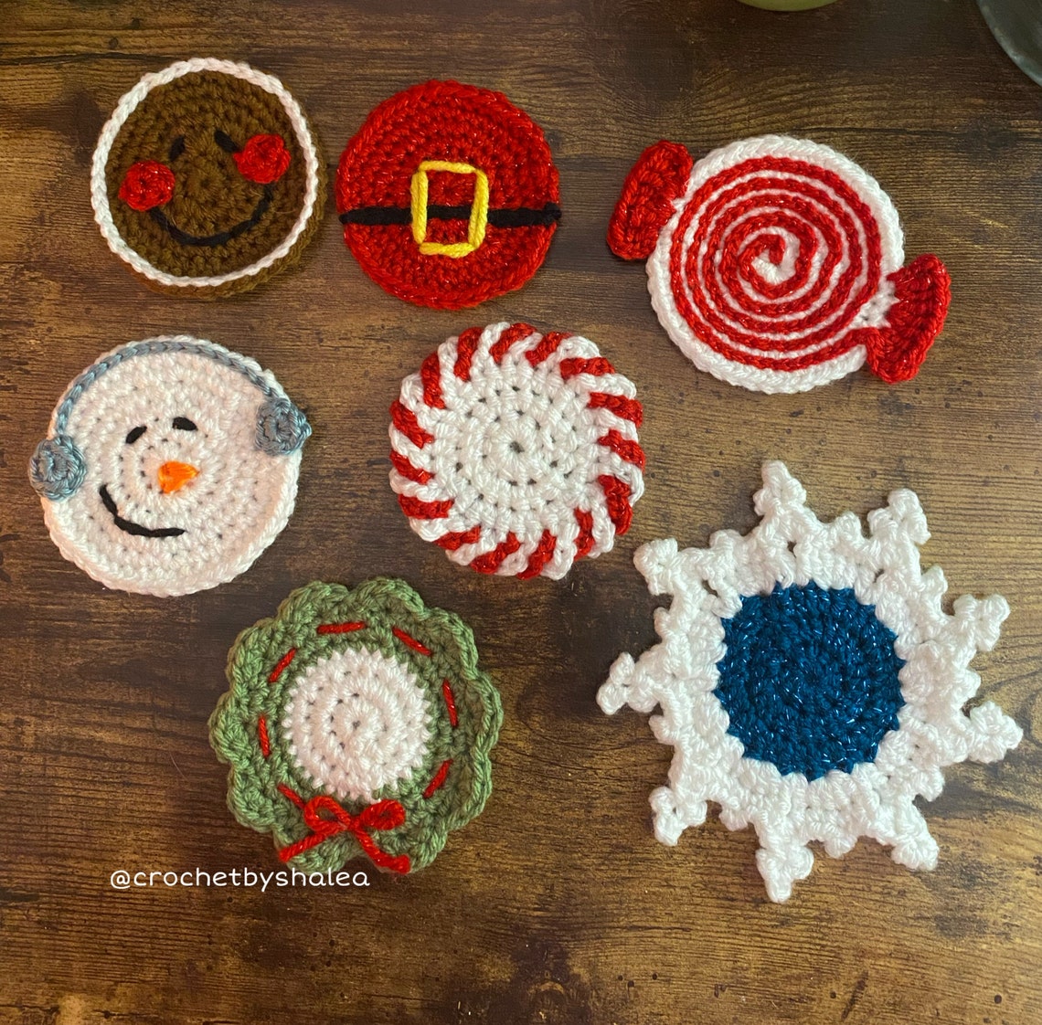Handmade Crochet Christmas Coasters, Set of Coasters, Christmas Home ...