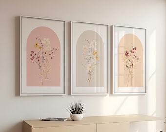 Watercolor Flower Prints Set of 3, Wildflowers Floral Art, Gallery Wall ...