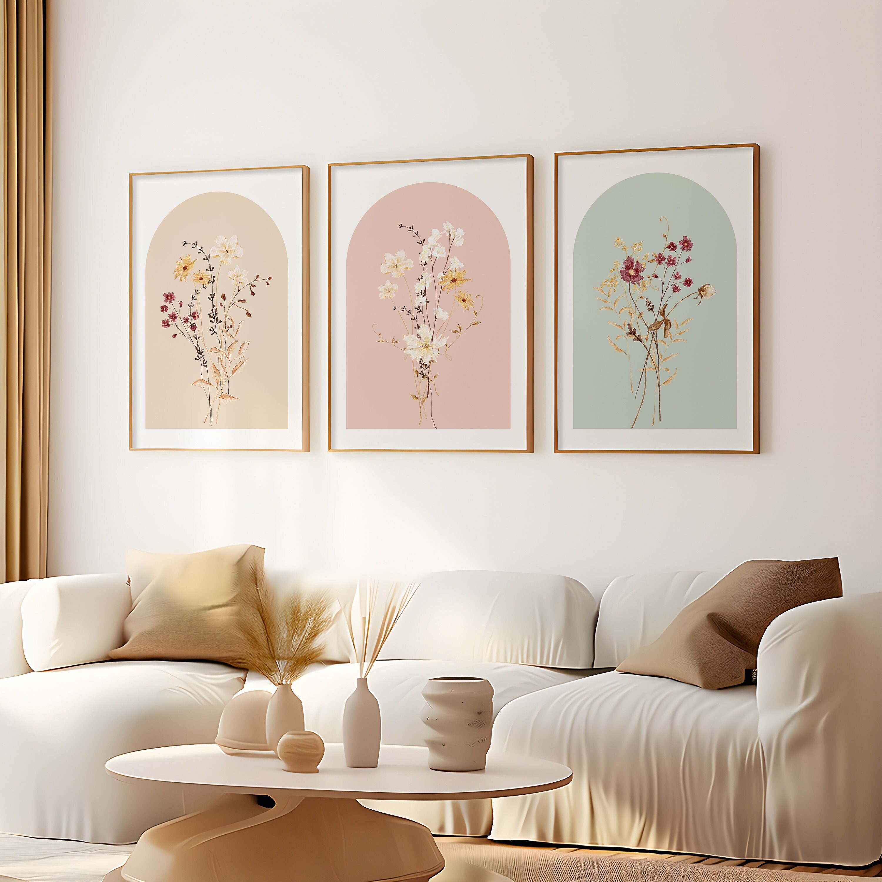 Watercolor Flower Prints Set of 3, Wildflowers Floral Art, Gallery Wall ...